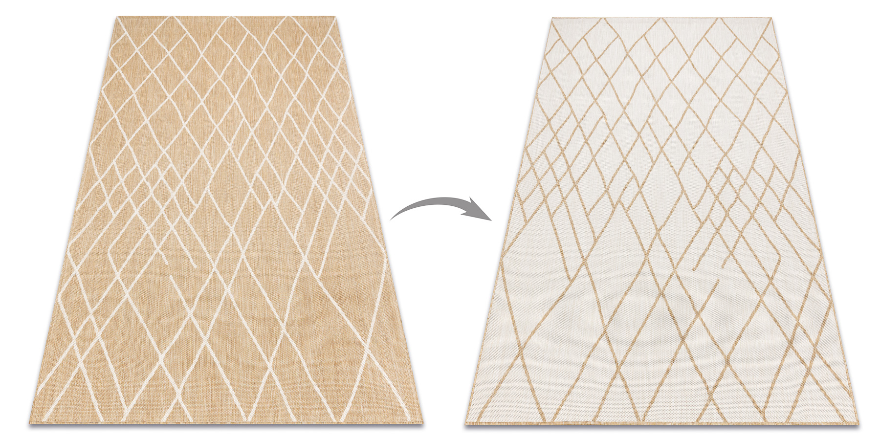 Šňůrkový oboustranný koberec SAMPLE NUMUNE DUO 24233A Romby ecru - Nej ...