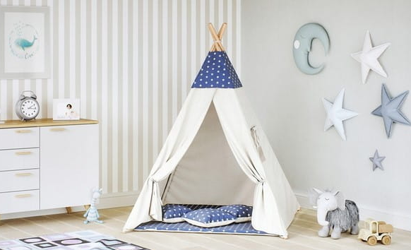 Dětský stan Tipi hvězdy granát/béžový - Nej-koberce.cz